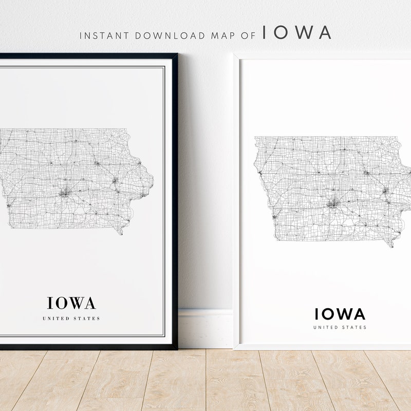 Map of Iowa - Etsy