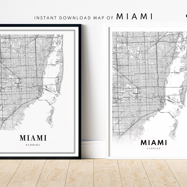 Miami Map Print - Etsy