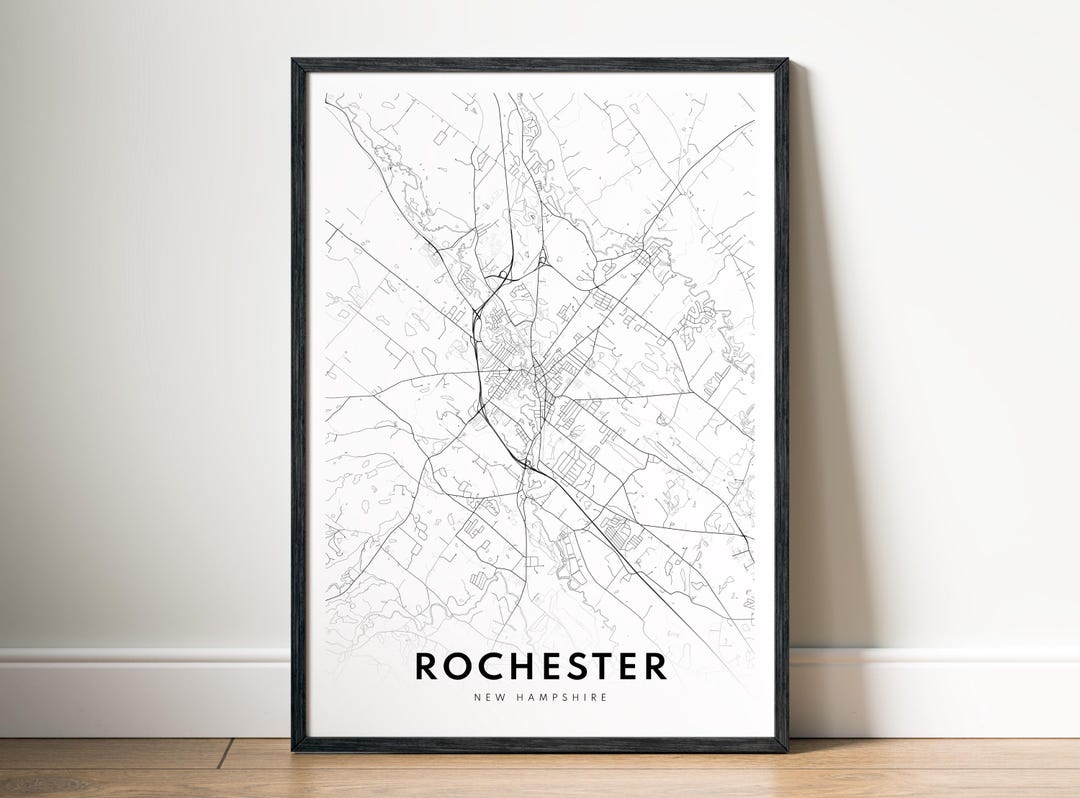 Rochester New Hampshire Map Print, Minimalist Black and White Poster ...
