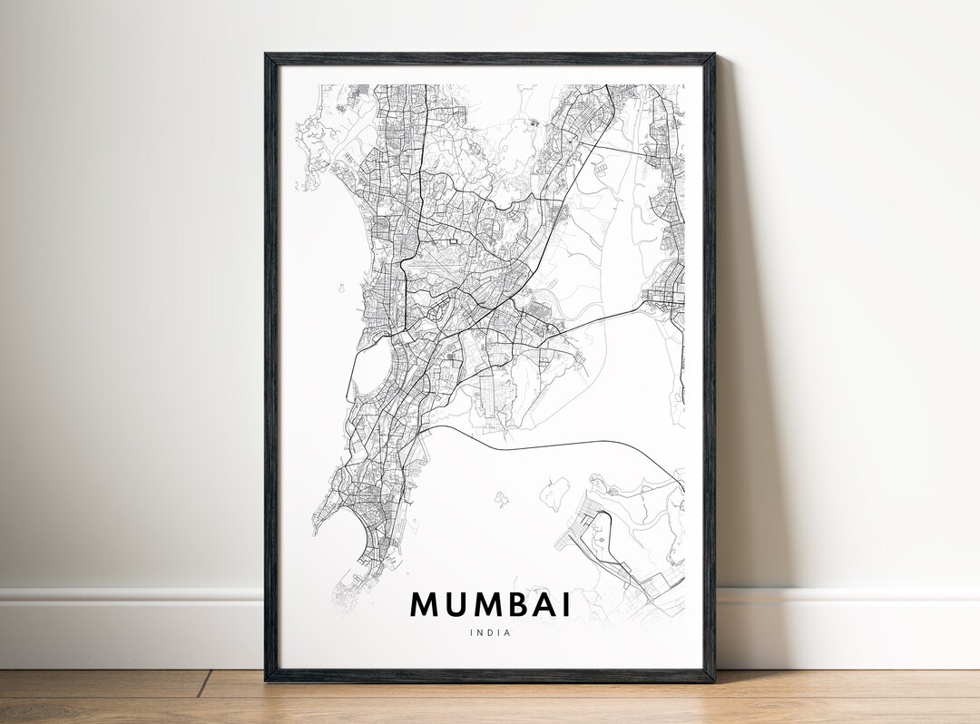 Mumbai Map Print Digital Download Mumbai India Poster Map Mumbai ...