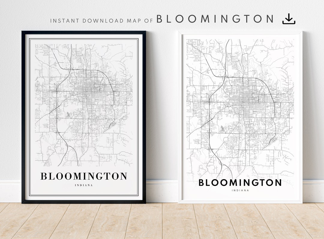 Instant Download Bloomington Indiana Map Print Bloomington Poster ...