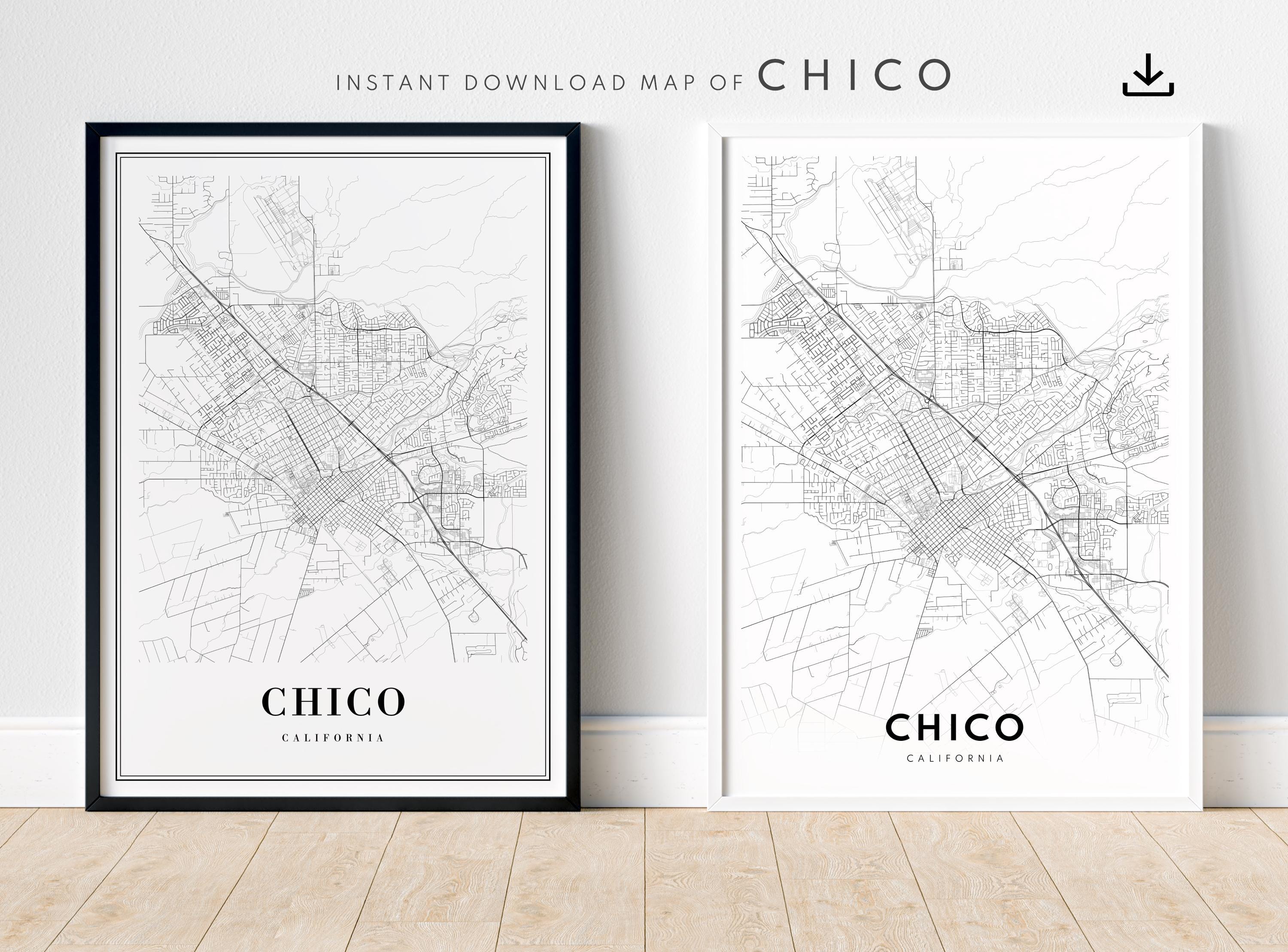 Chico Map Print Chico California Map Poster Download Chico Printable ...