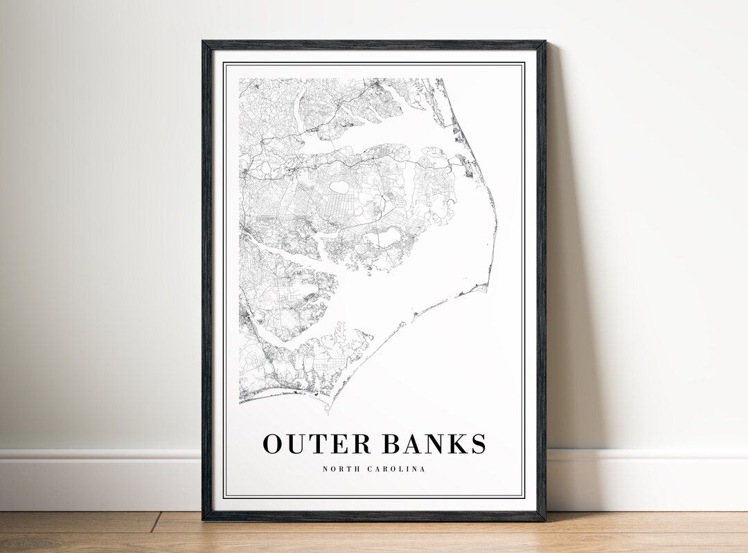 Outer Banks-north Carolina Map Print Download Outer Banks Map Poster ...