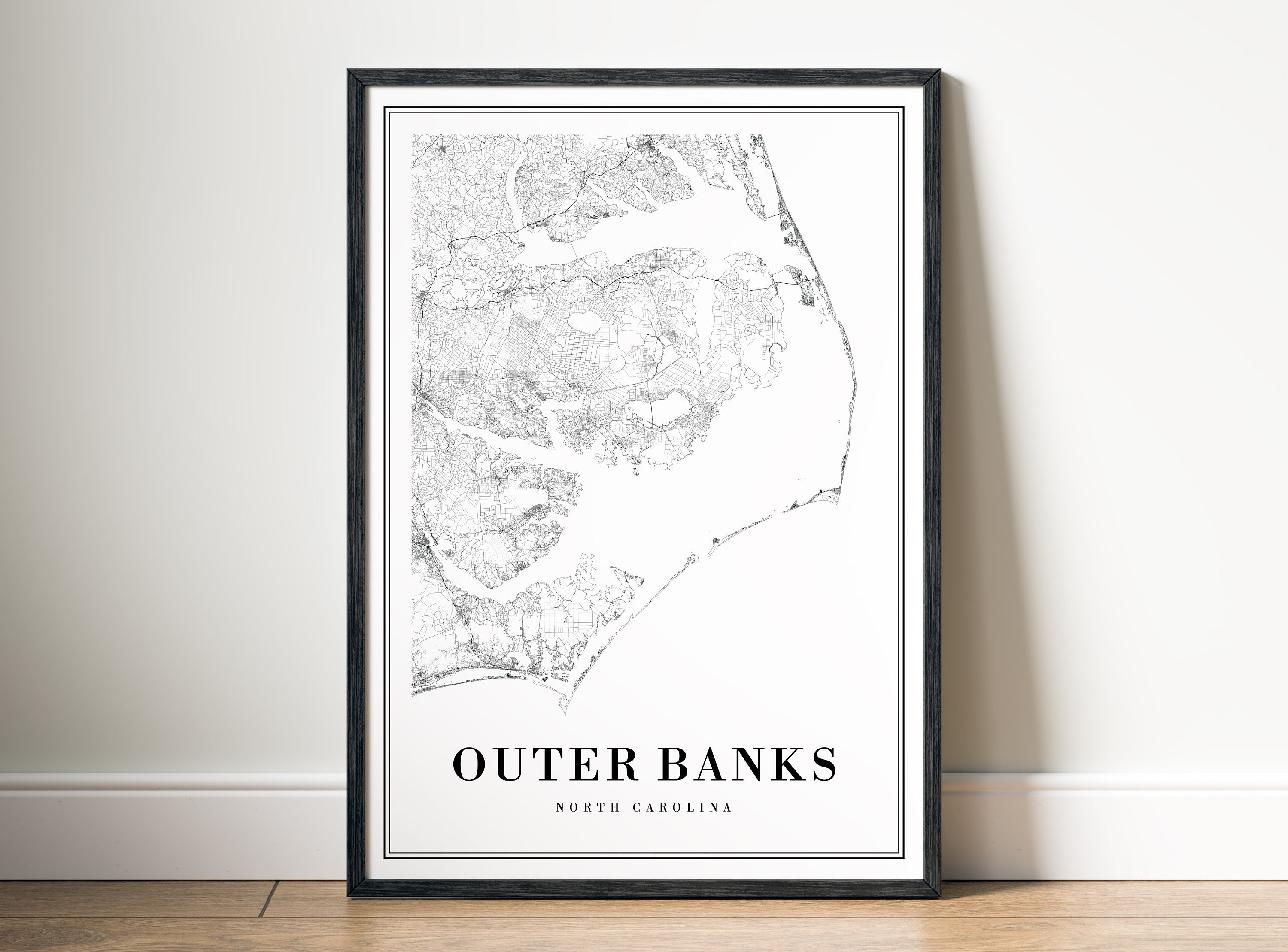 Outer Banks-north Carolina Map Print Download Outer Banks Map Poster ...