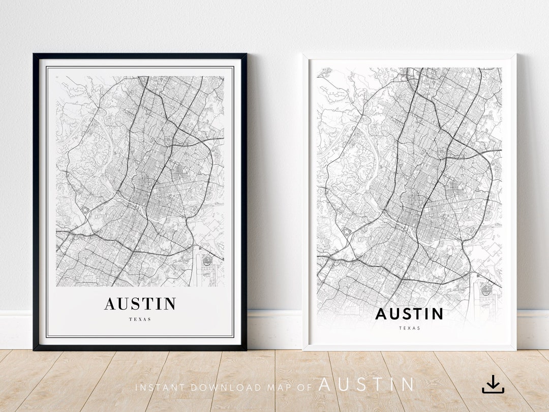 Austin Map Print Austin Map Poster Download Printable Austin - Etsy