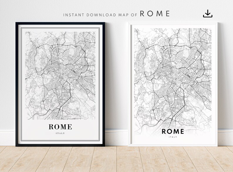 Mapa de Roma Imprimir Roma Italia Mapa Cartel Descargar Roma Mapa ...
