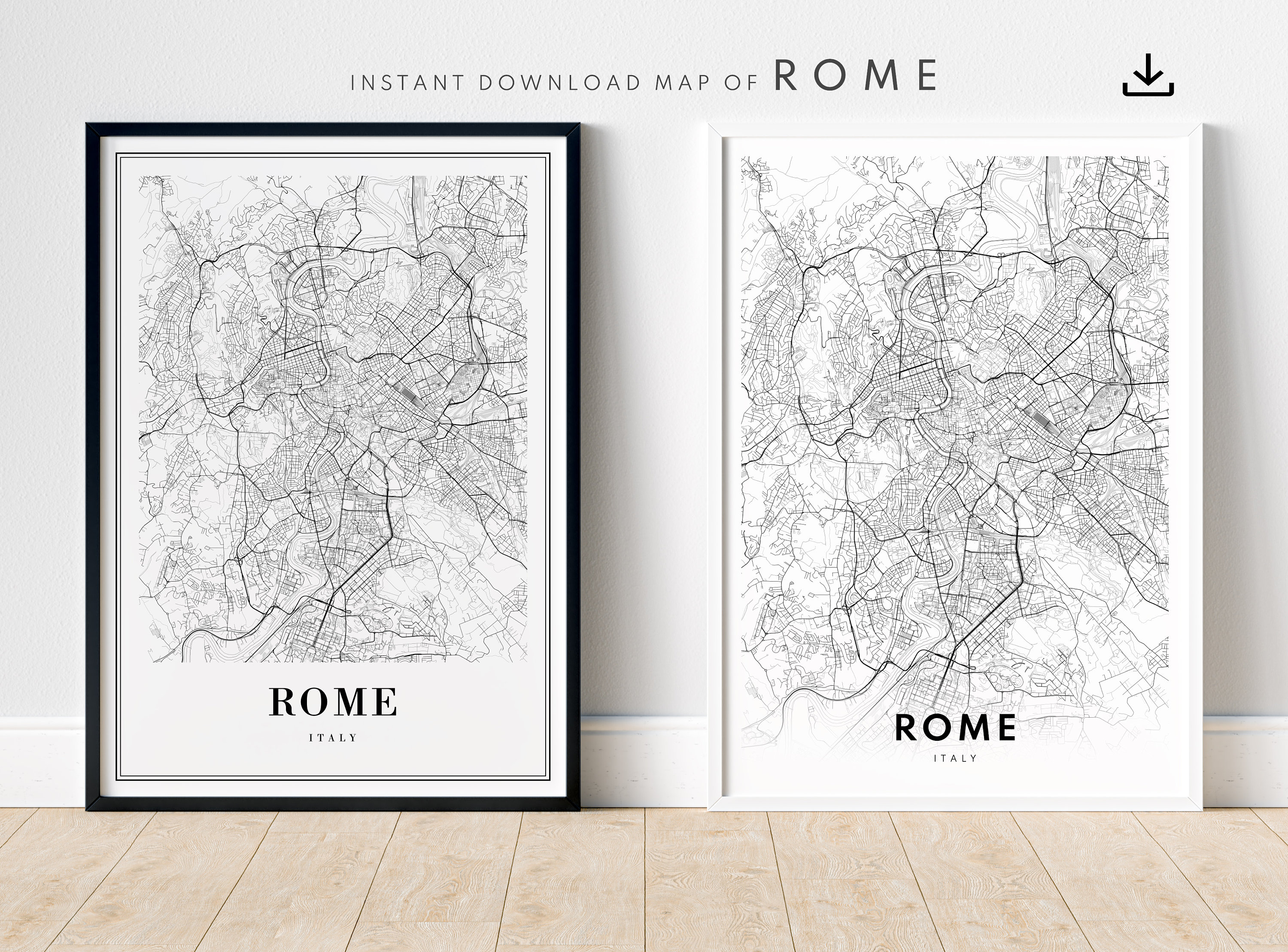 Mapa de Roma Imprimir Roma Italia Mapa Cartel Descargar Roma Mapa ...