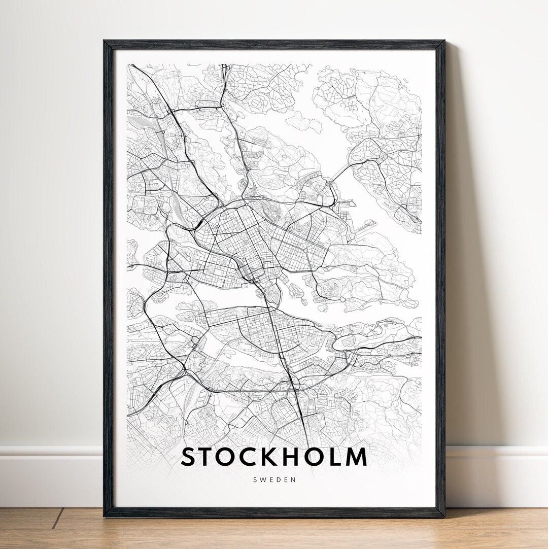 Instant Download Stockholm Sweden Map Road Print Stockholm Poster ...