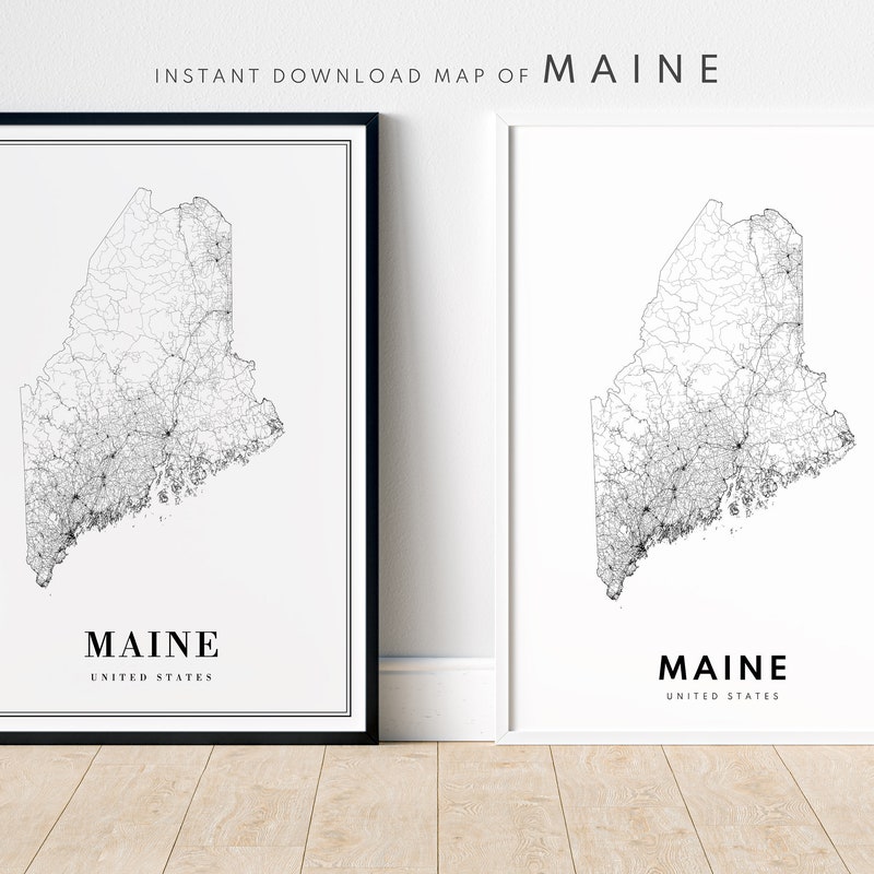 Maine Map Art - Etsy