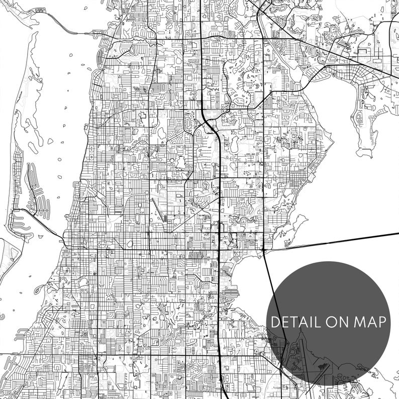 Tampa Bay Map Print Tampa Map Poster Download Printable - Etsy