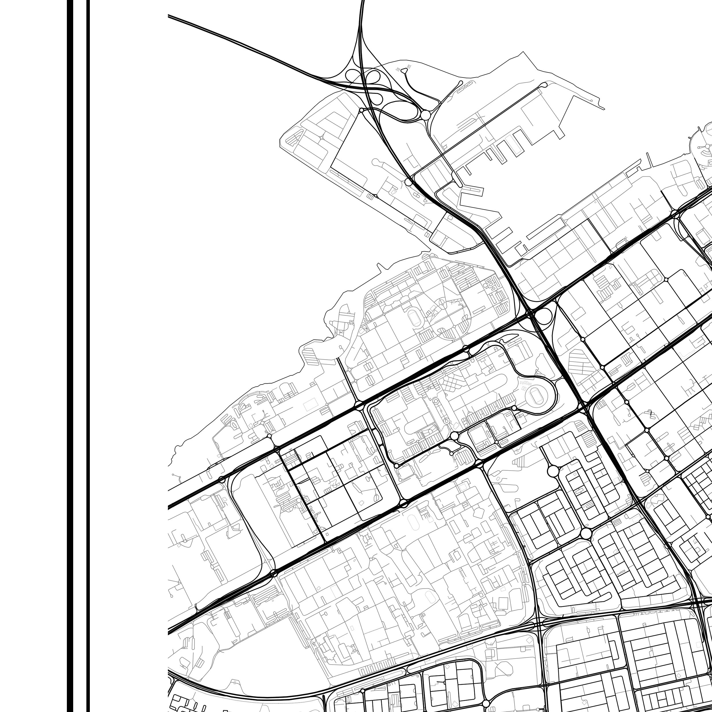 Kuwait City Map Print | Minimalist Black & White Poster (digital ...