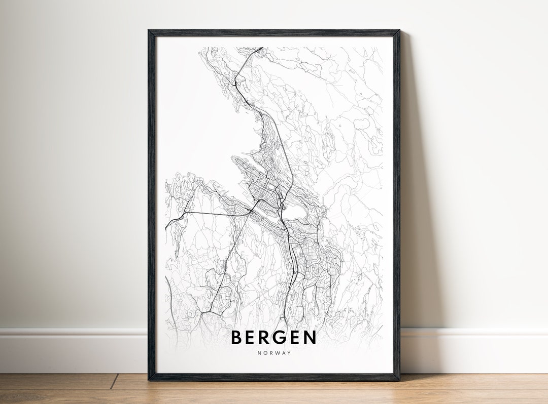 Bergen Norway Map Print Bergen Map Poster Digital Download Bergen City ...