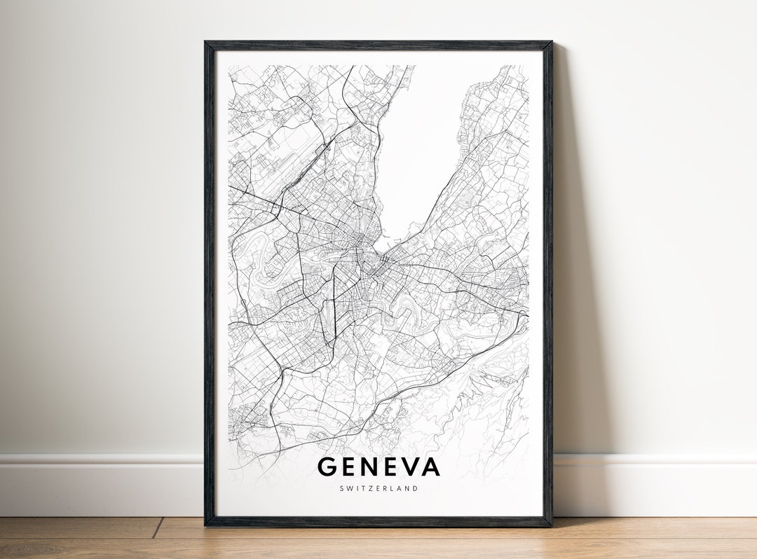 Ginebra mapa imprimir descargar Ginebra Suiza mapa cartel mapa digital ...