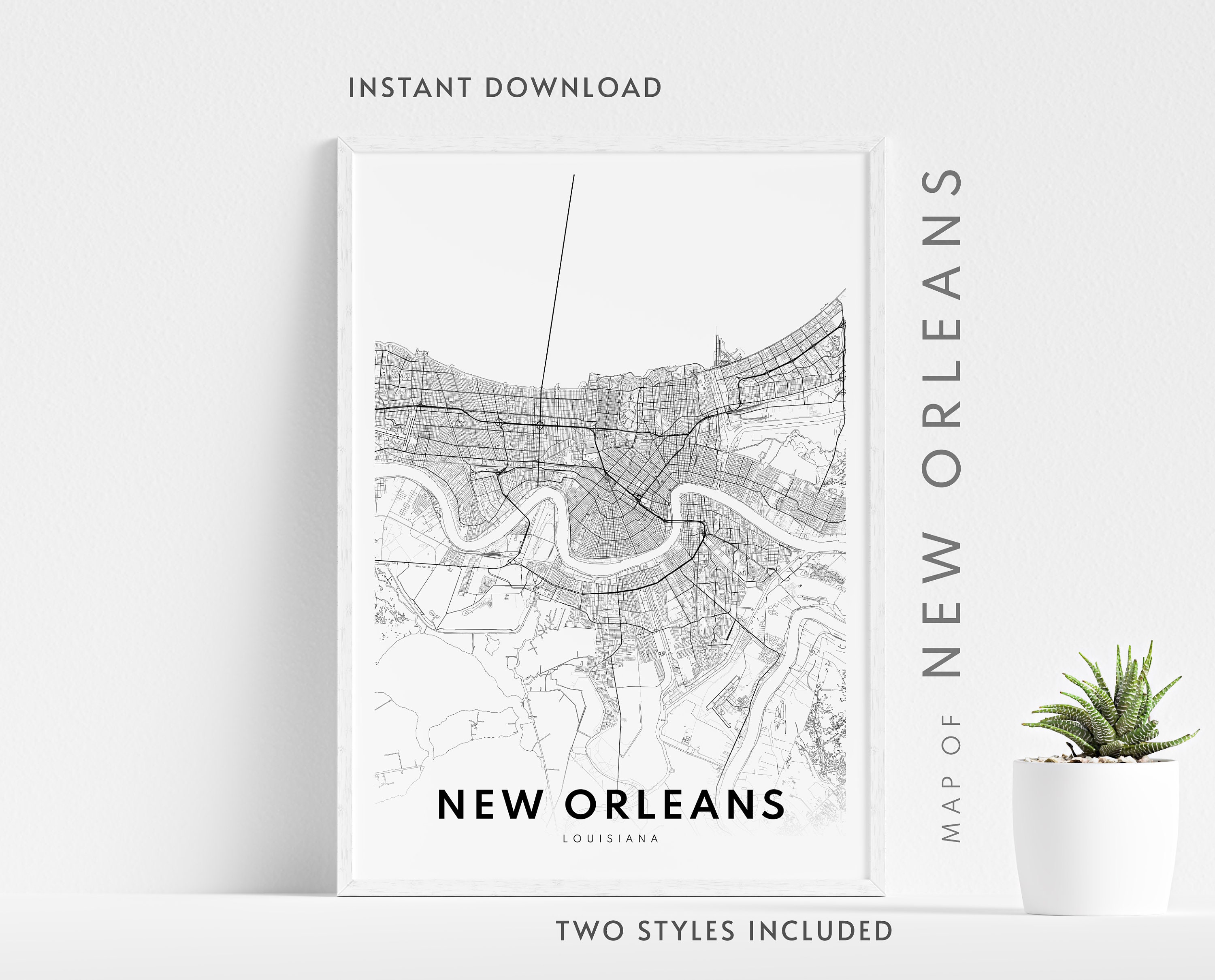 New Orleans Map Print, New Orleans Louisiana Map Poster, Download ...