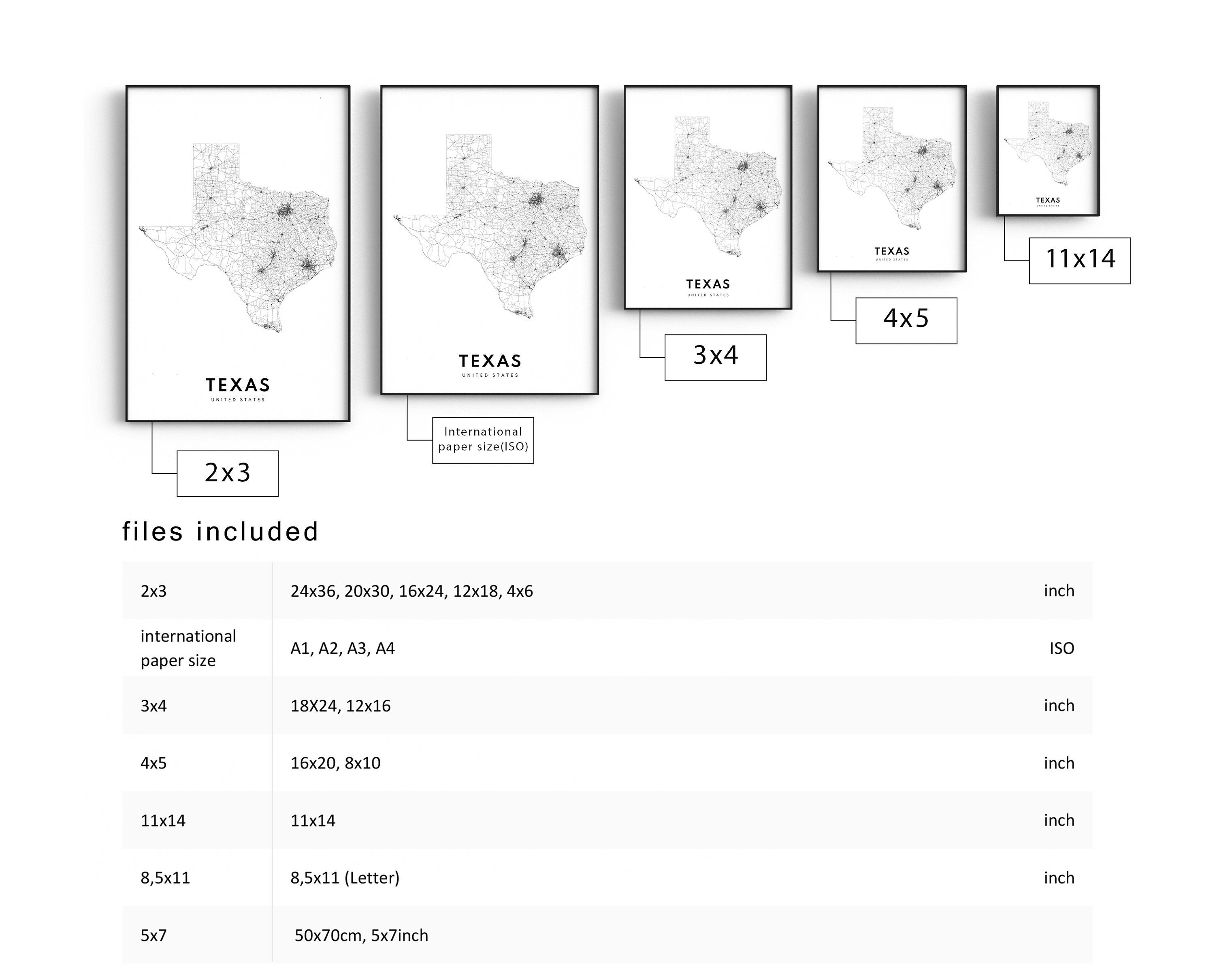 Texas State Map Print Instant Download Texas Map Poster Texas - Etsy