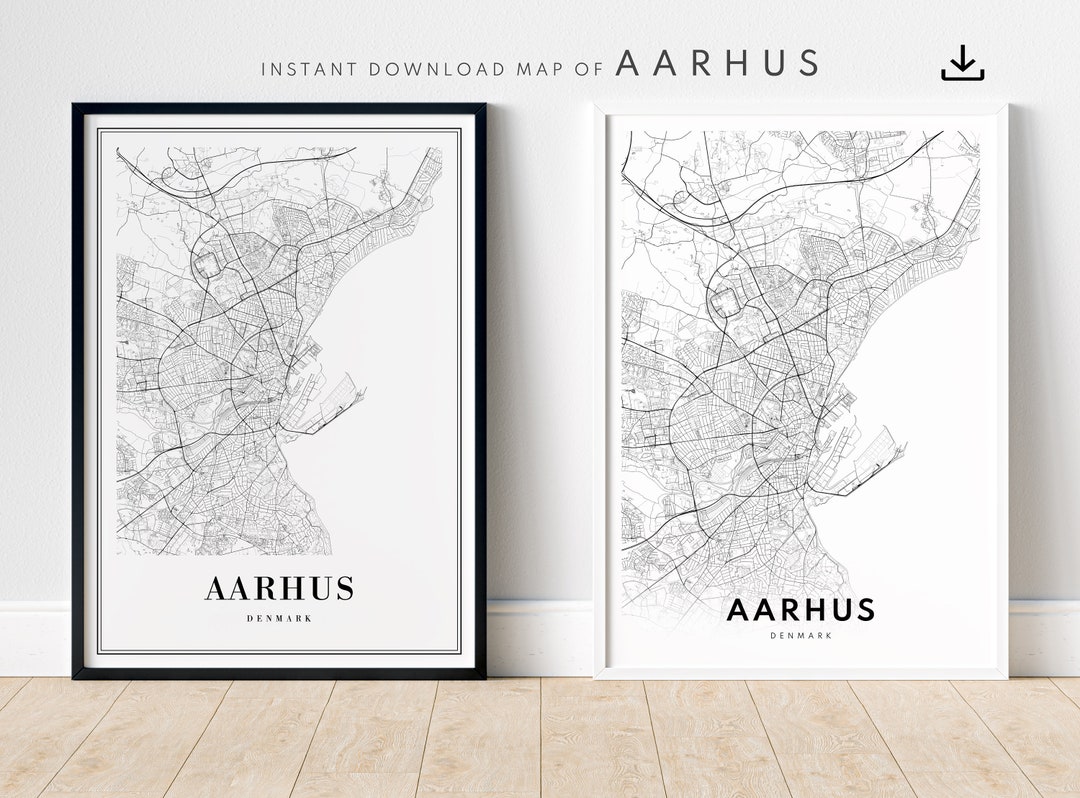 Instant Download Aarhus Denmark Map Print Aarhus Map Poster Digital ...