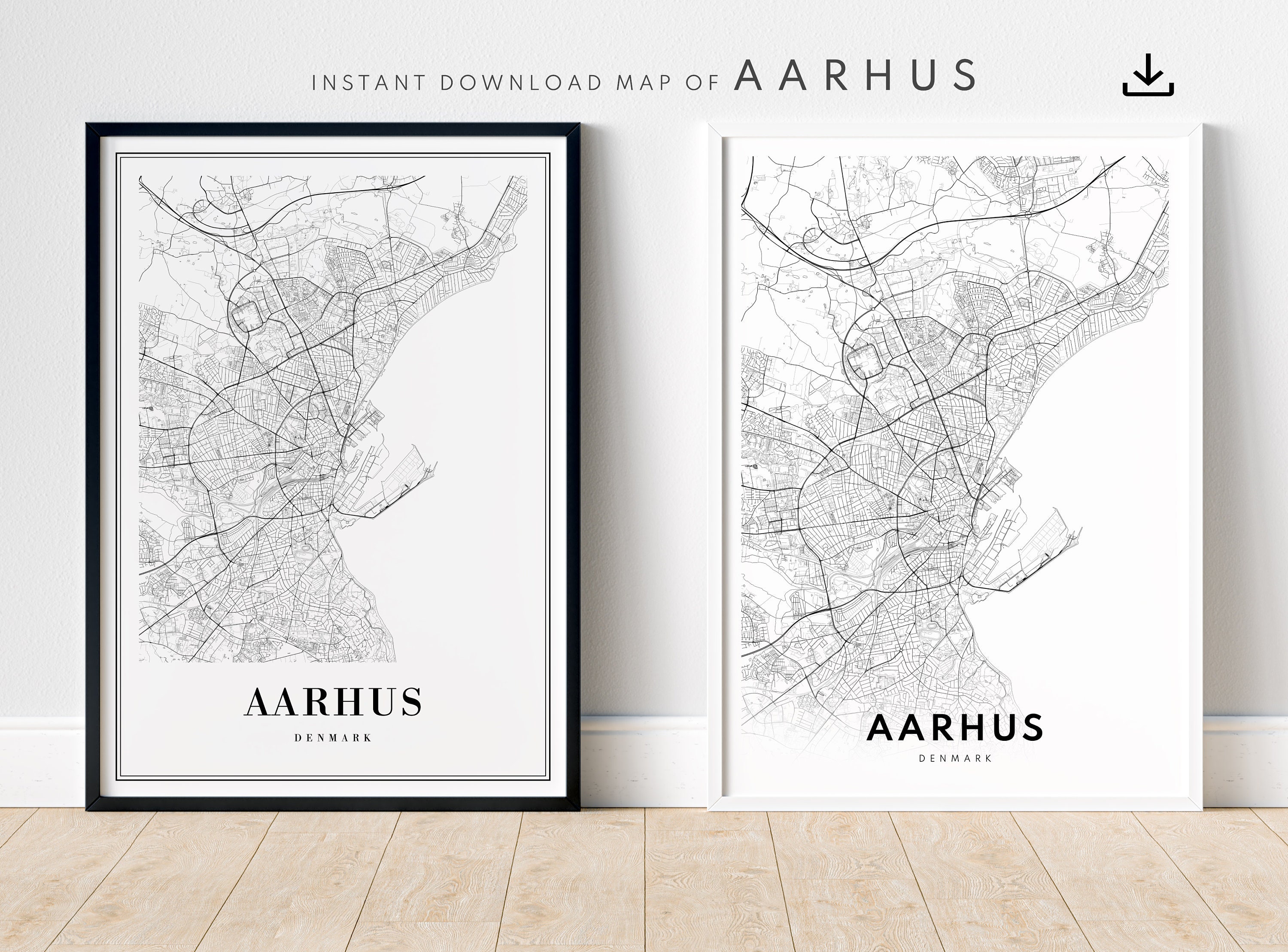 Instant Download Aarhus Denmark Map Print Aarhus Map Poster Digital ...