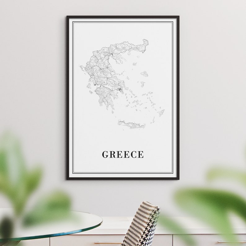 Greece Map Print Greece Map Poster Download Greece Printable - Etsy