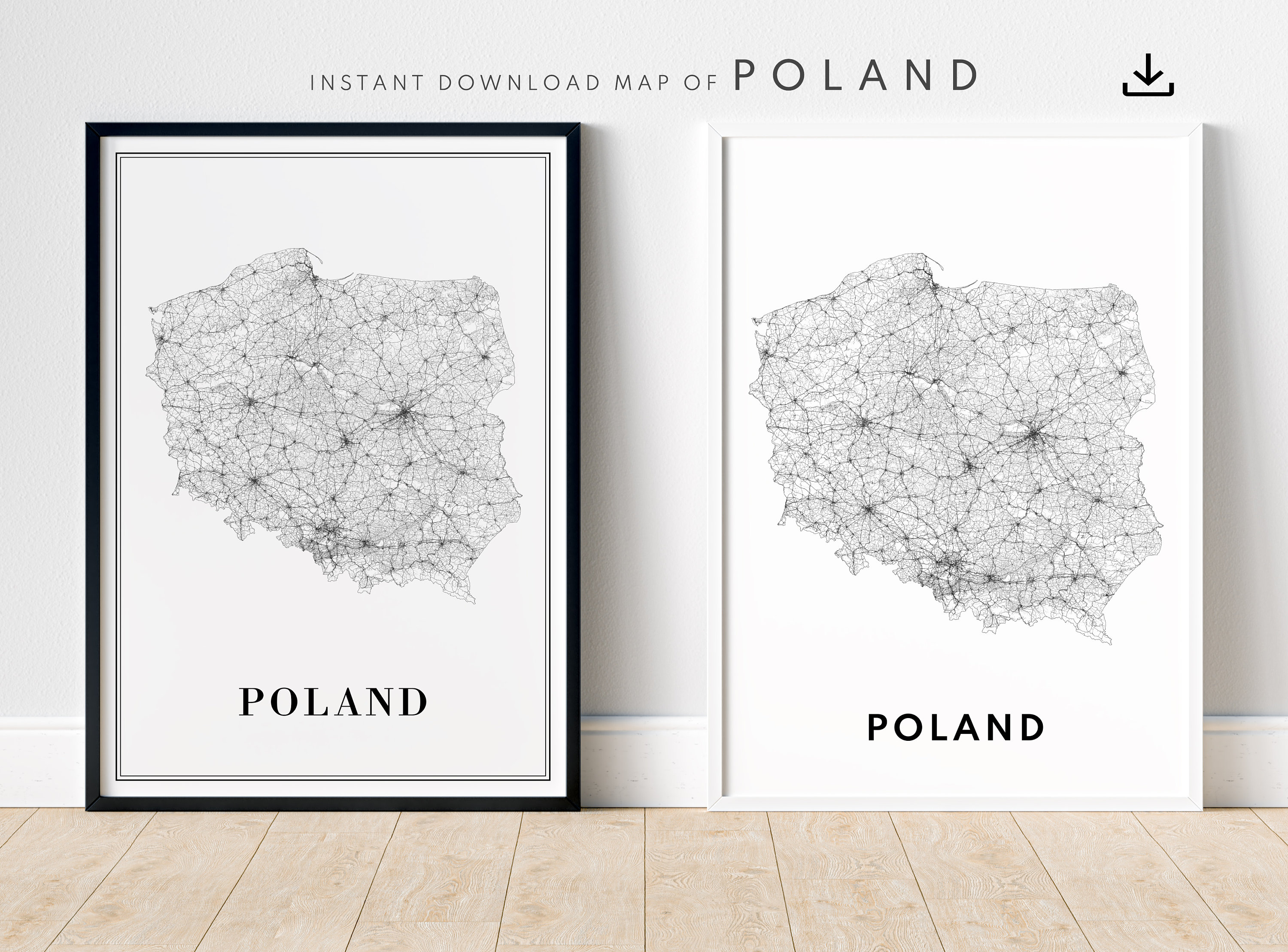 Poland Map Print Download Poland Map Poster Poland Printable Map Digital Poland Black and White ...