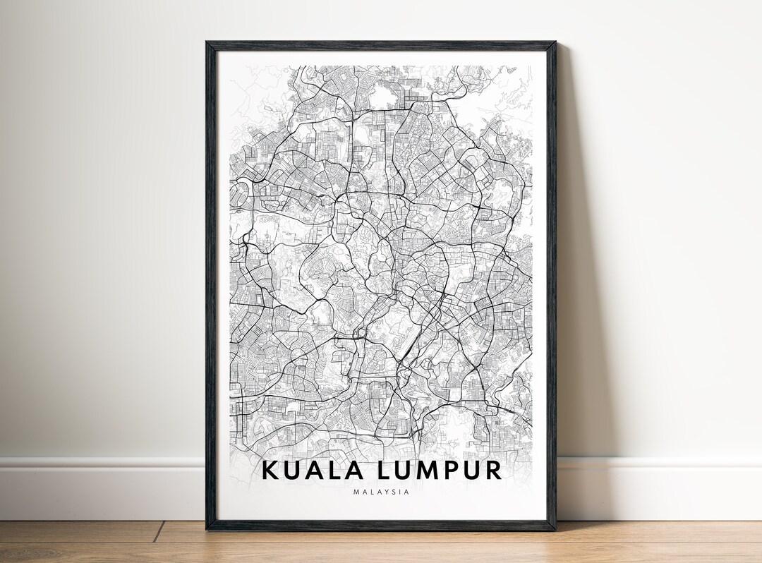 Instant Download Kuala Lumpur Map Road Print Kuala Lumpur Malaysia ...
