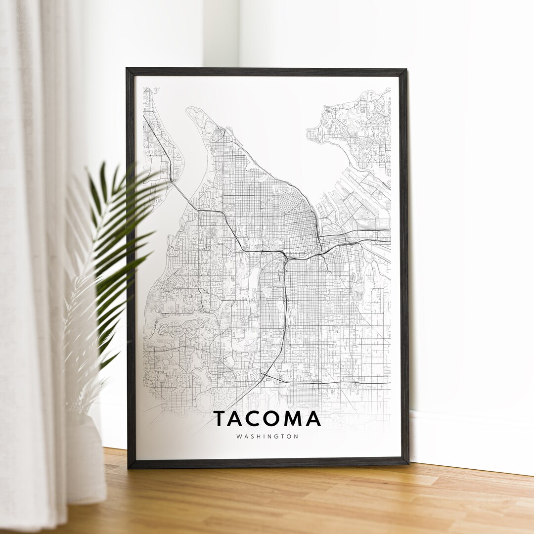 Tacoma Map Print Tacoma Washington Map Poster Download Tacoma Printable ...