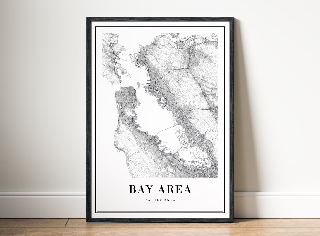 Bay Area CA Map Print Download Bay Area California Poster Digital Map ...