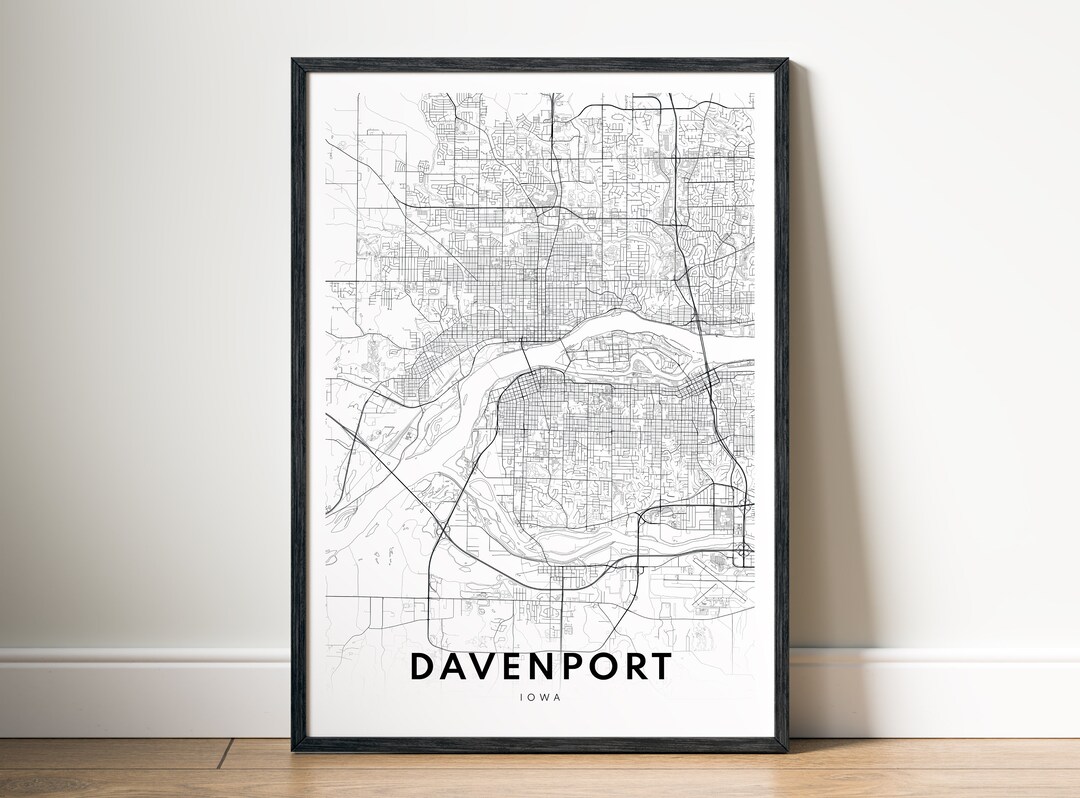 Davenport Map Print Davenport Iowa Map Poster Download Davenport ...
