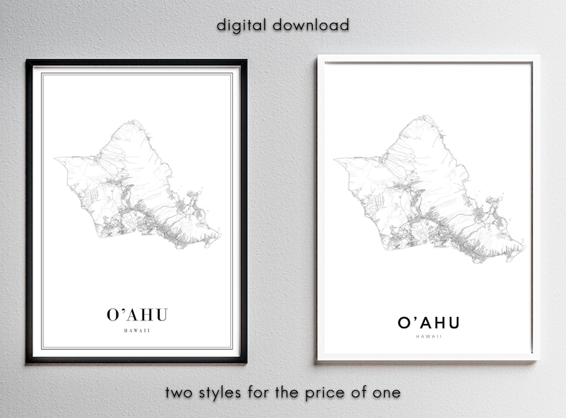 Oʻahu, Hawaii Map Print, Oʻahu Map Poster, Download Printable Oʻahu Map ...