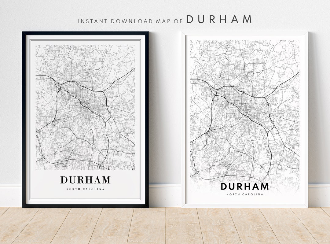 Durham North Carolina Map Print Durham Map Poster Durham Download Print ...