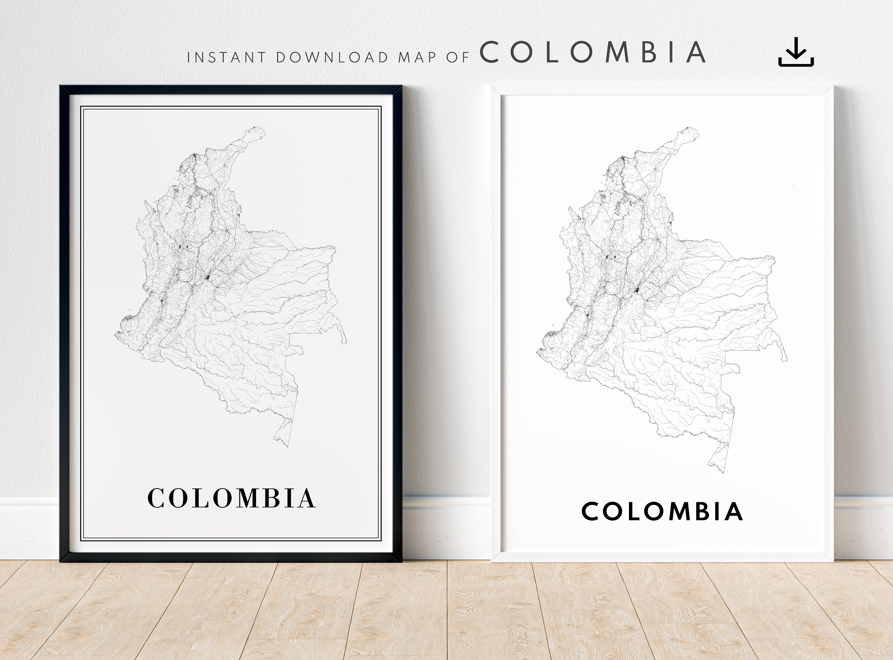 Colombia Map Print Colombia Map Poster Download Colombia - Etsy
