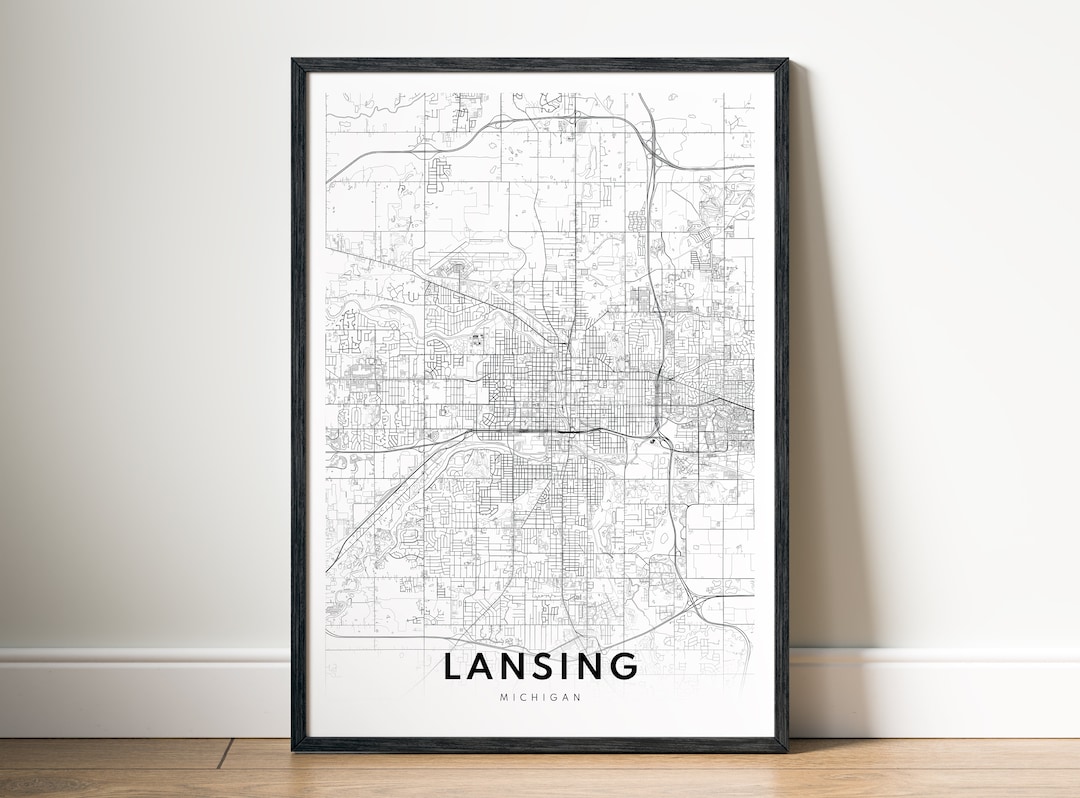 Instant Download Lansing Michigan Map Print Lansing Poster Digital Map ...