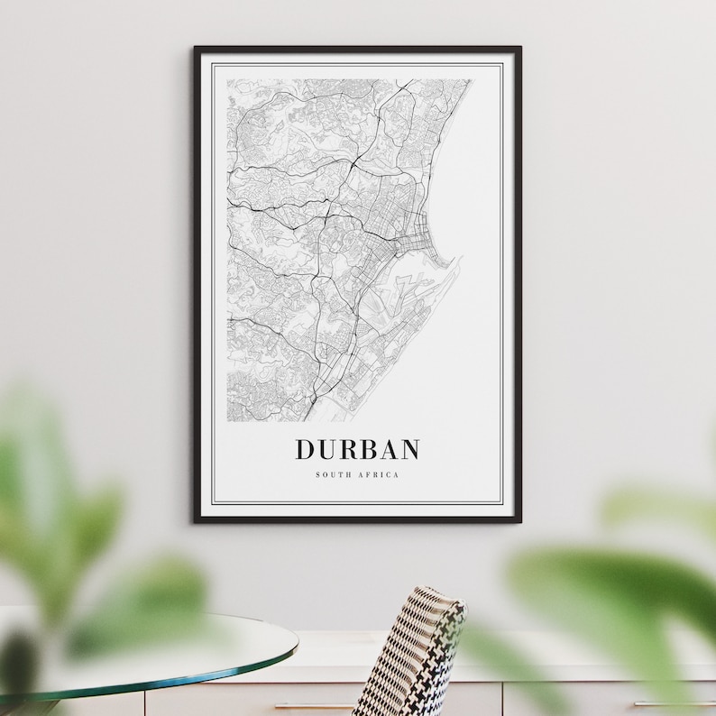 Durban Map Print Durban South Africa Map Poster Download Durban ...