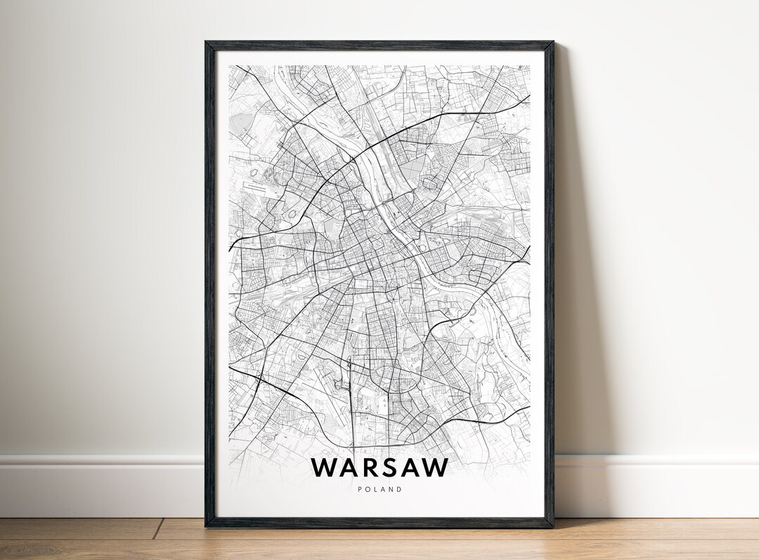 Warsaw Map Print Digital Download Warsaw Poland Map Poster Warsaw ...