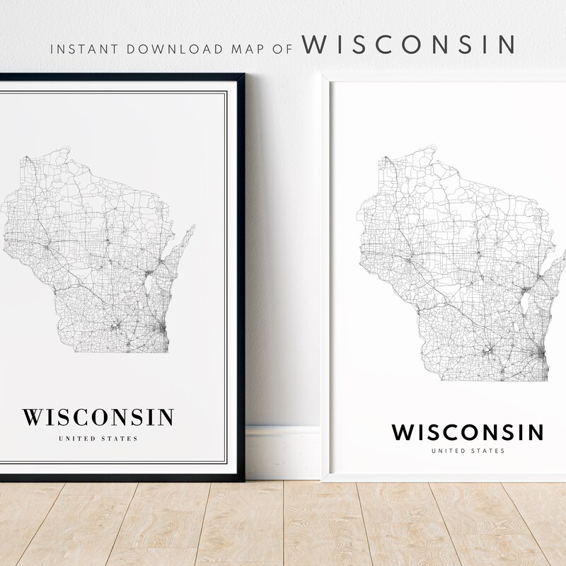 Wisconsin Map Art - Etsy