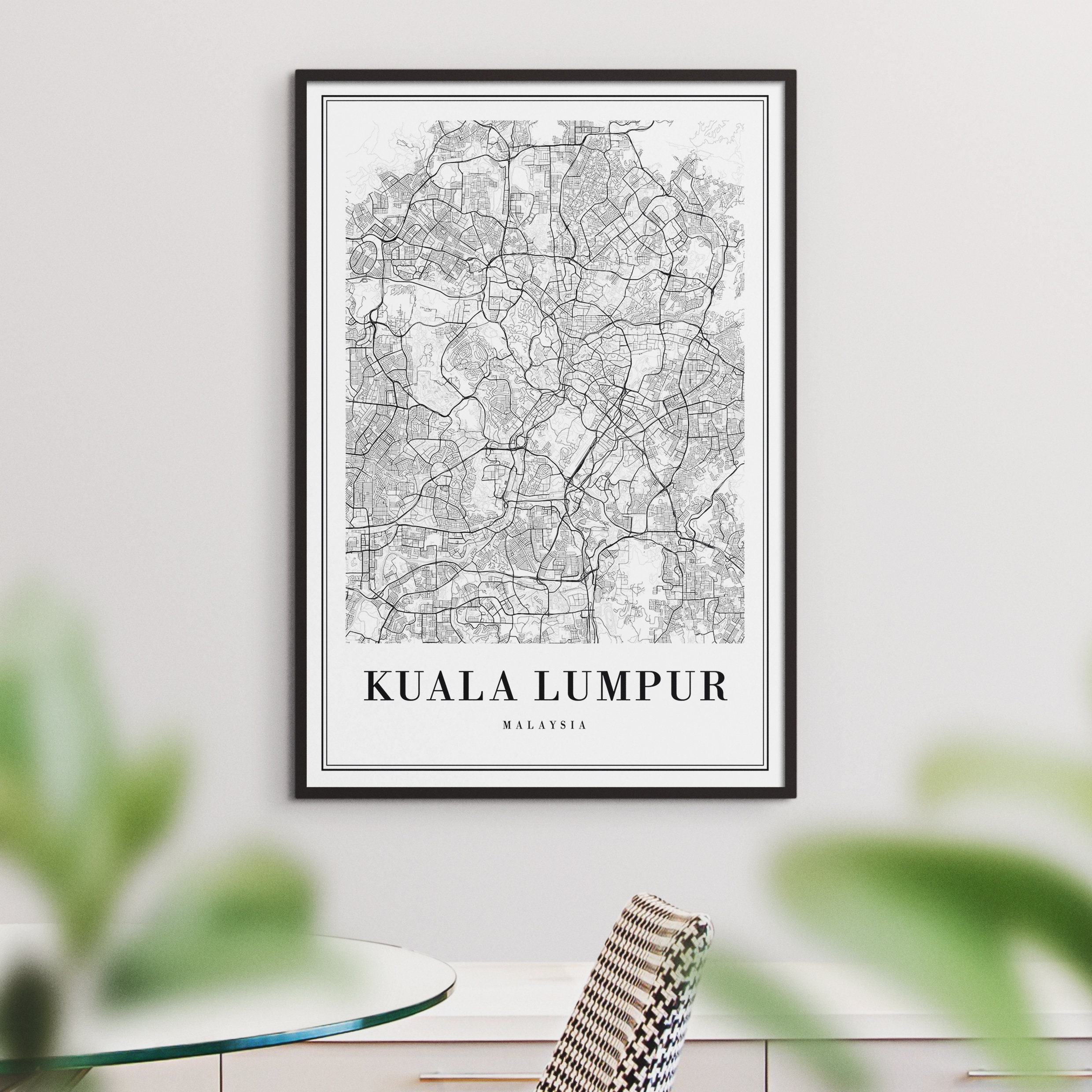 Instant Download Kuala Lumpur Map Road Print Kuala Lumpur Malaysia ...