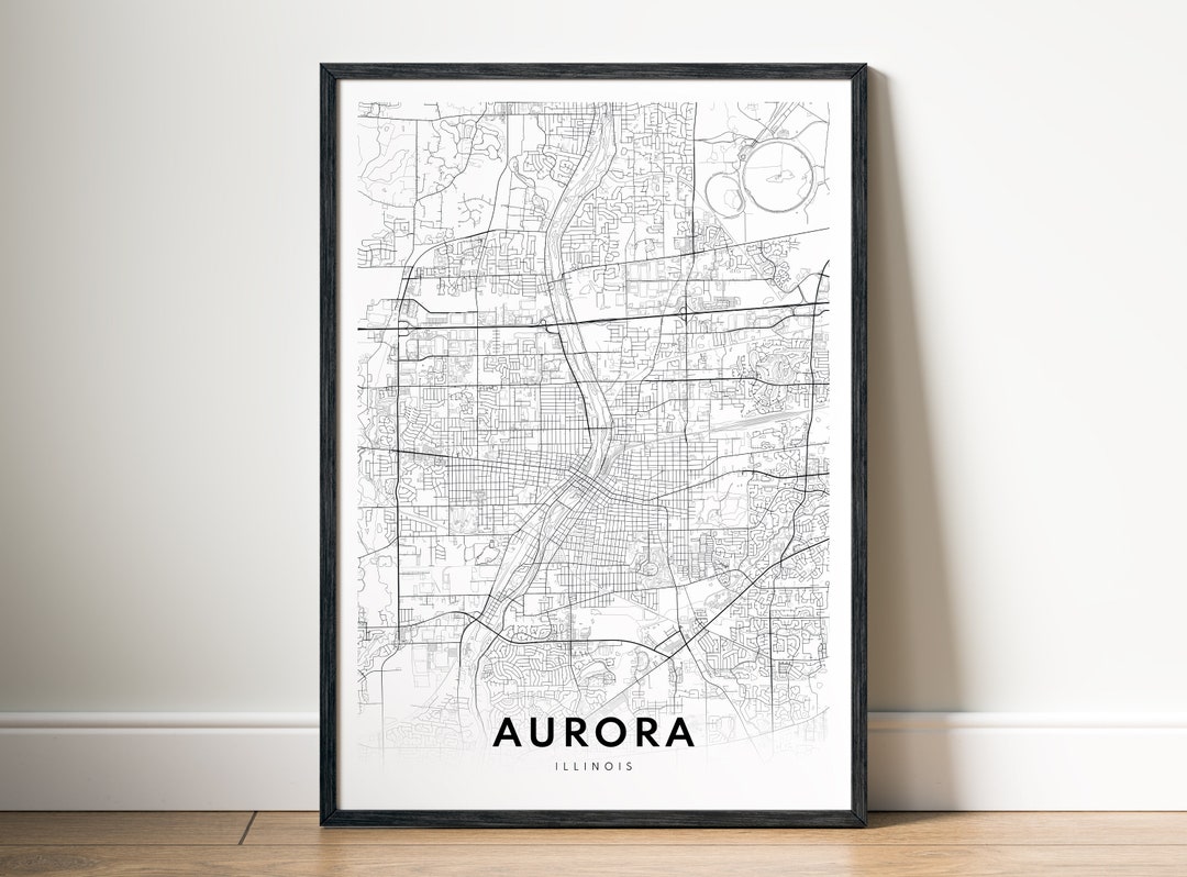 Aurora Illinois Map Art, Black and White Poster (digital Download - Etsy