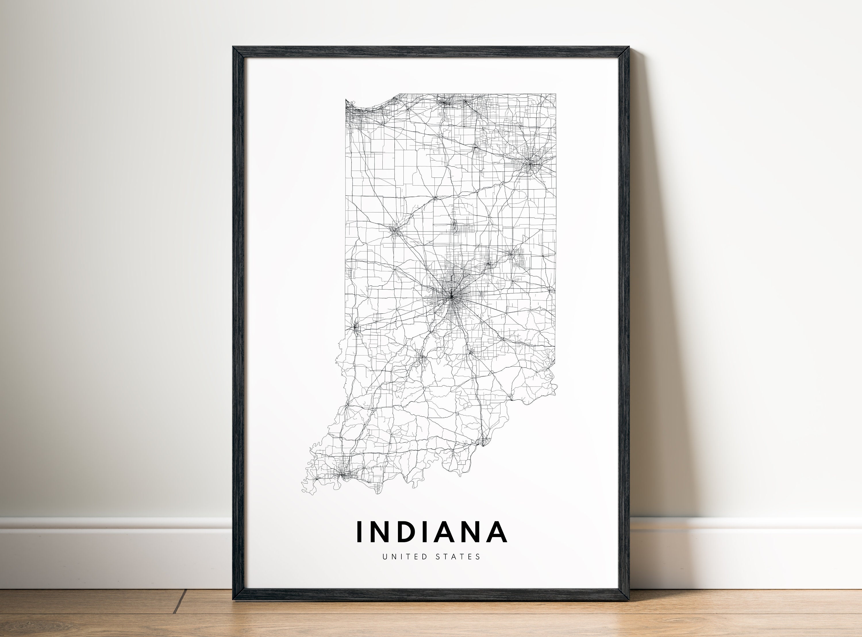 Indiana State Map Print Download Indiana Map Poster Indiana - Etsy