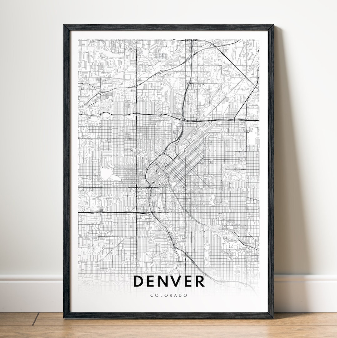 Denver Map Print Download Denver Colorado Poster Digital Map Denver ...