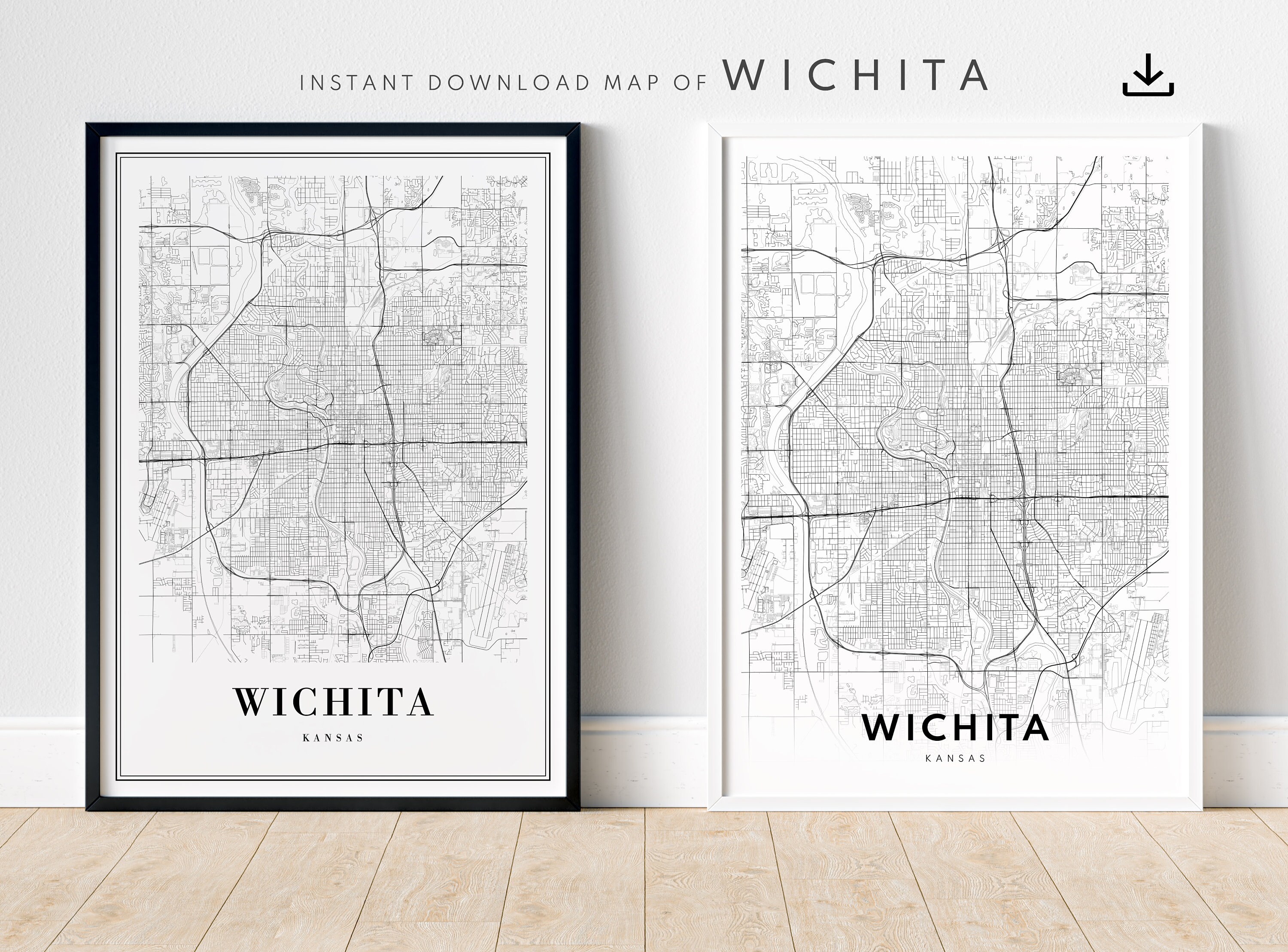 Instant Download Wichita KS Map Print Wichita Kansas Poster Digital Map ...