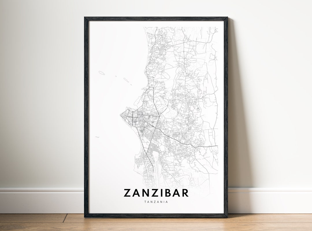 Zanzibar Map Print Download Zanzibar Tanzania Map Poster Digital Map ...