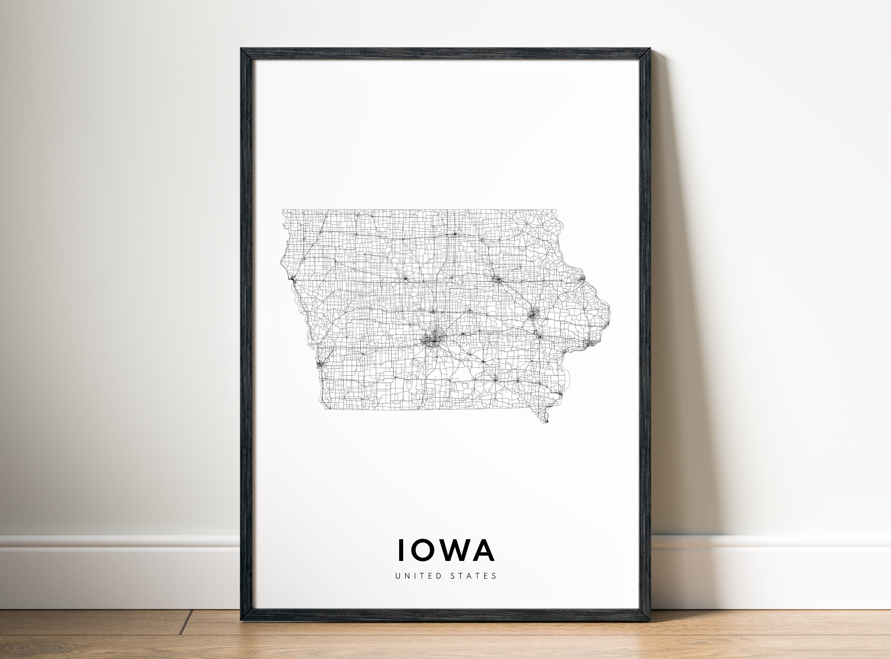 Iowa State Map Print Download Iowa Map Poster Iowa Printable - Etsy