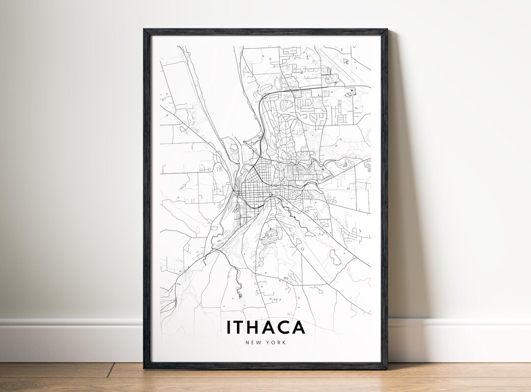 Ithaca NY Map Print Digital Download Ithaca New York Map Poster Ithaca ...
