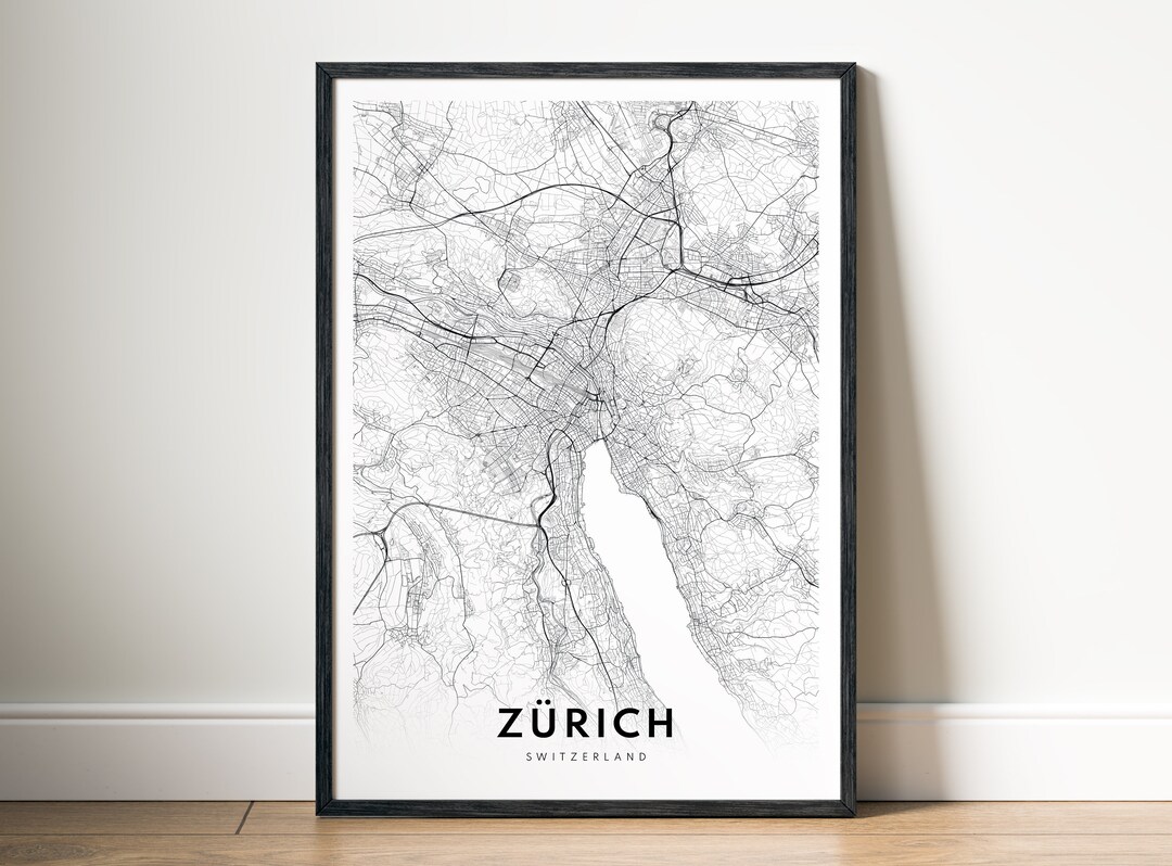 Zürich Map Print Digital Download Zürich Switzerland Map Poster Map ...