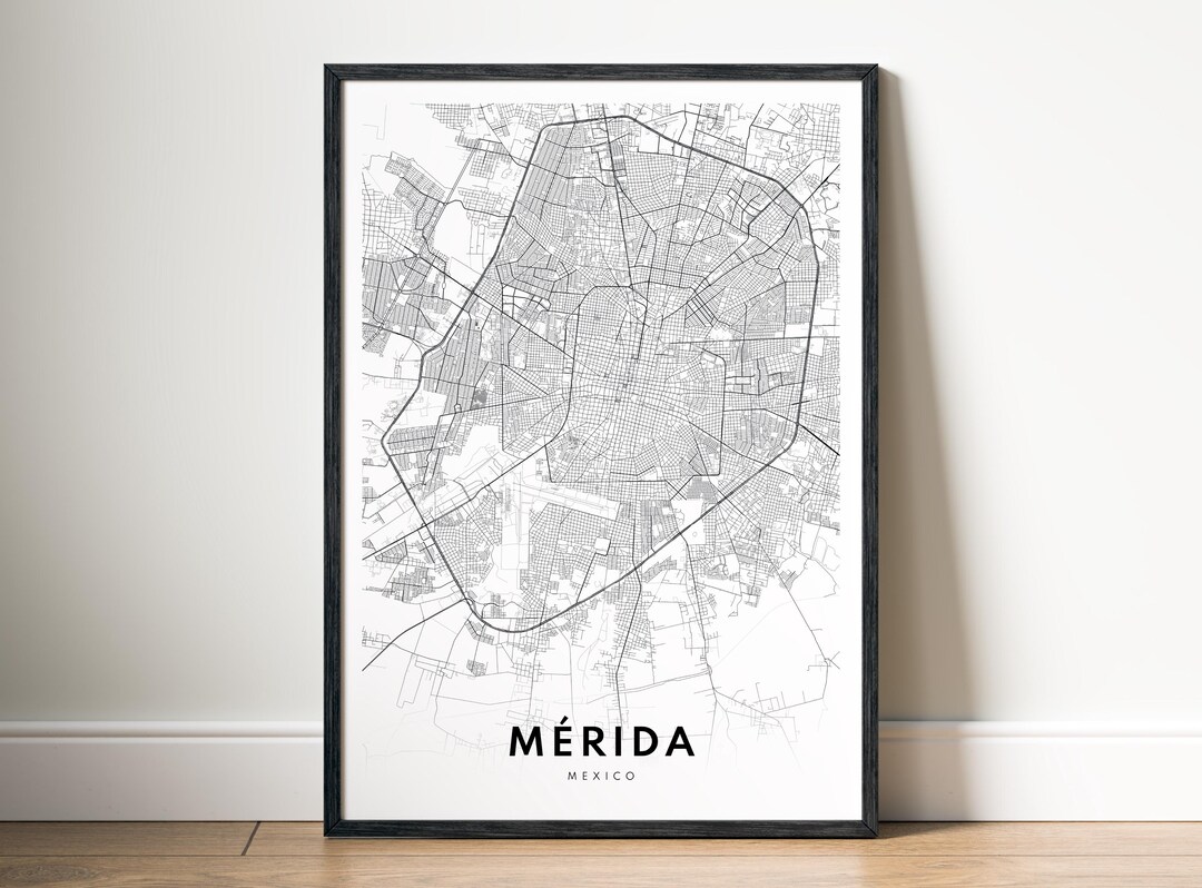 Mérida Map Print Mérida Mexico Map Poster Download Mérida Printable Map ...
