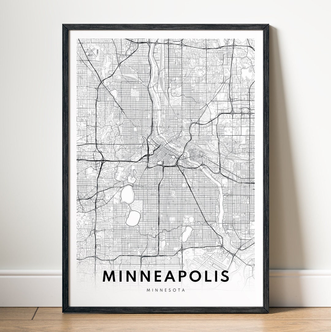Minneapolis Map Print Minneapolis-minnesota Poster Download Minneapolis ...