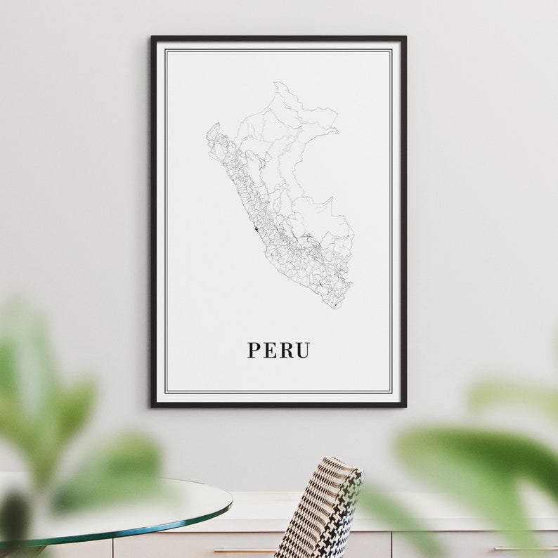 Peru Map Print Download Peru Country Map Road Poster Printable Peru Map ...