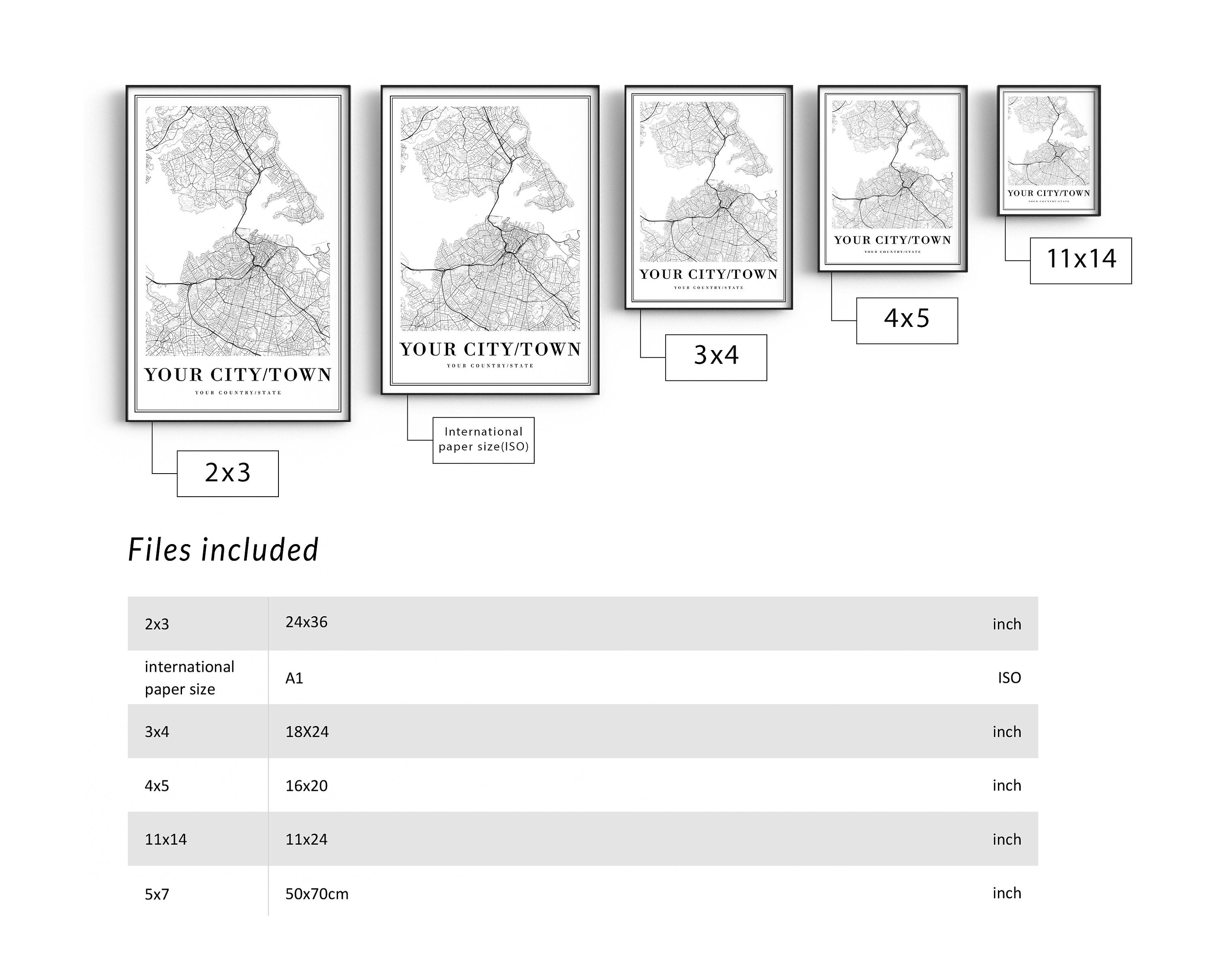 Custom City Map Printable, Personalized Map Poster, Digital Download ...