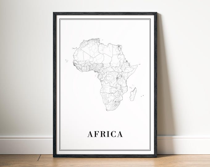 Digitale Karte von Afrika, bunte Art-Deco-Wandkarte für Zuhause oder im ...
