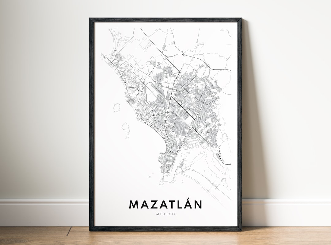 Mazatlán Map Print Digital Download Mazatlán Mexico Map Poster Mazatlán ...