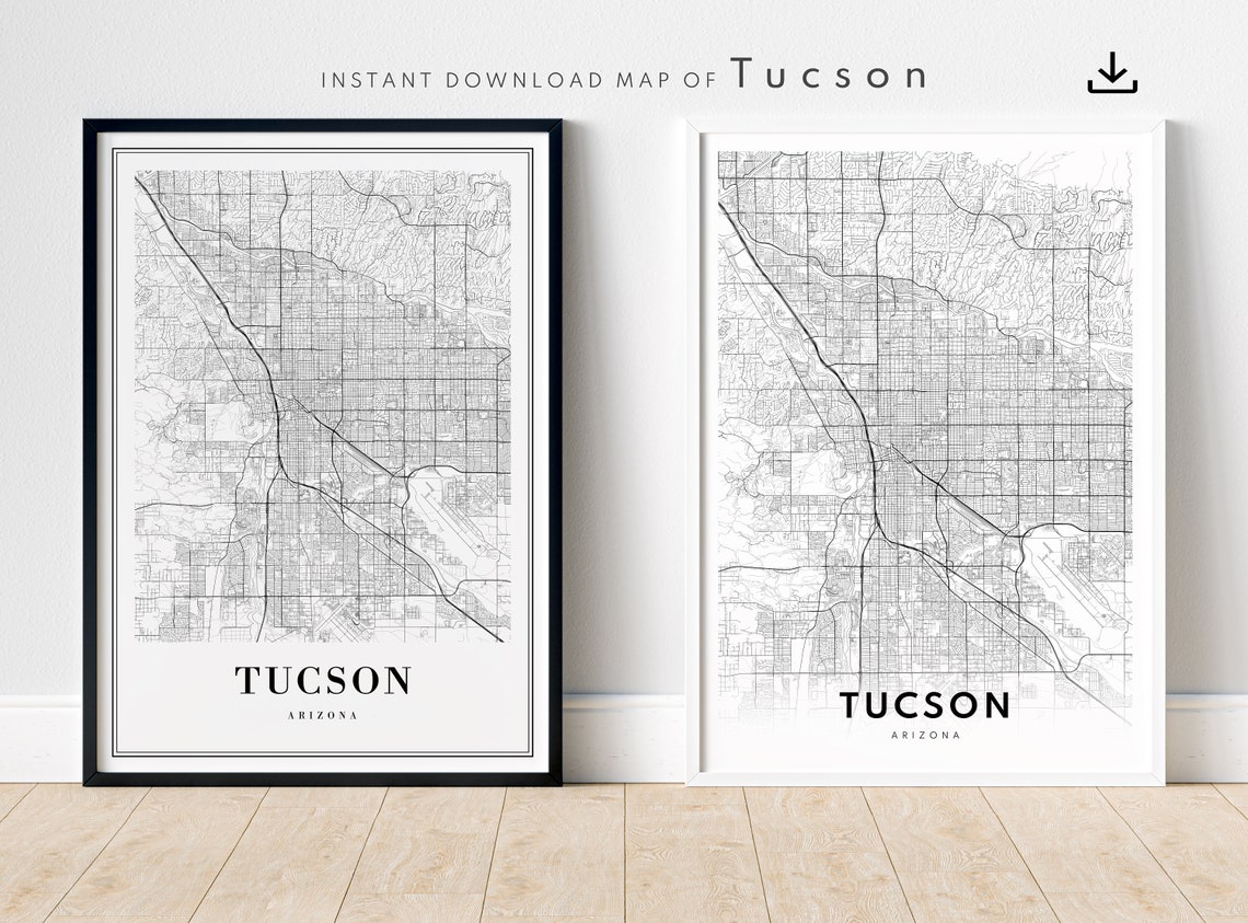 Tucson Arizona Map Print Tucson Poster Digital Map Tucson Printable ...